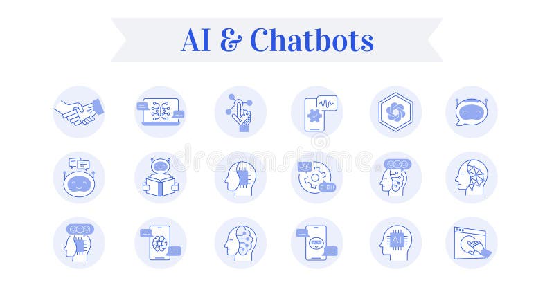 AI and Chatbot Icon Set for Digital Transformation. AI and Chatbot ...