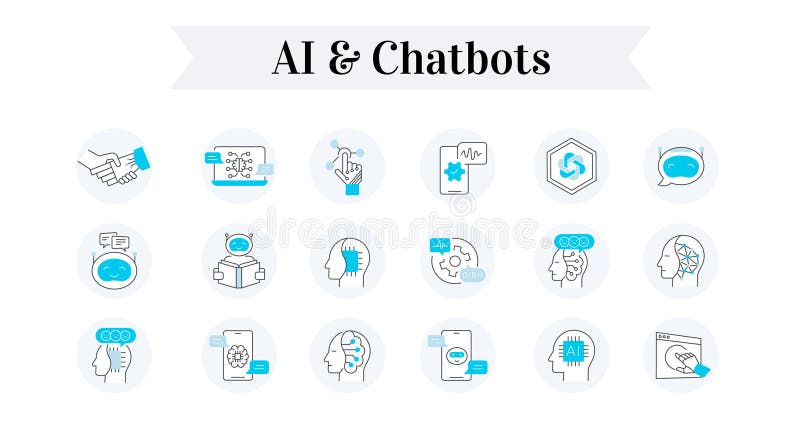 AI and Chatbot Icon Set for Digital Transformation. AI and Chatbot ...