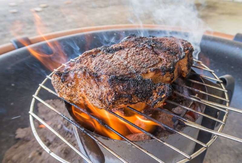 Charbroiled or Grilled Ribeye Steak Stock Photo - Image of ounce ...
