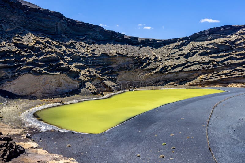 Charco De Los Clicos Lanzarote Green Lagoon Stock Photo - Image of ...