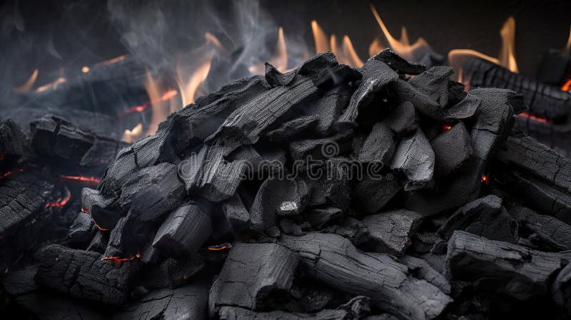 Charcoal for Barbecue Background with Flames. Generative Ai Stock ...