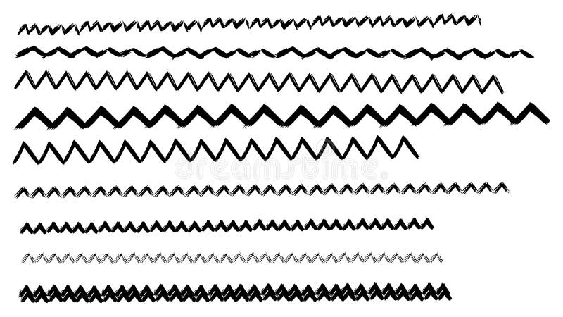 Charcoal Bold Zigzag Lines and Scribbles, Childish Drawing Bold Strokes ...