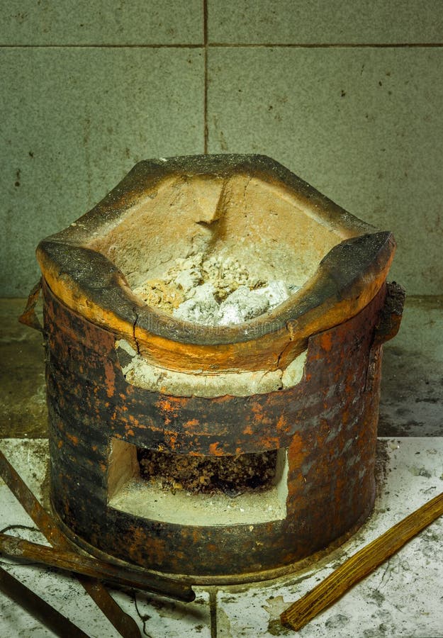 Old Charcoal Brazier Used To Heat the Table and Living Room of the ...