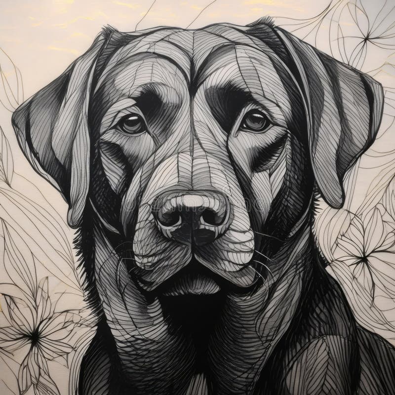 Charcoal Drawing, Labrador Dog Rendered in Charcoal, Charcoal Drawing ...