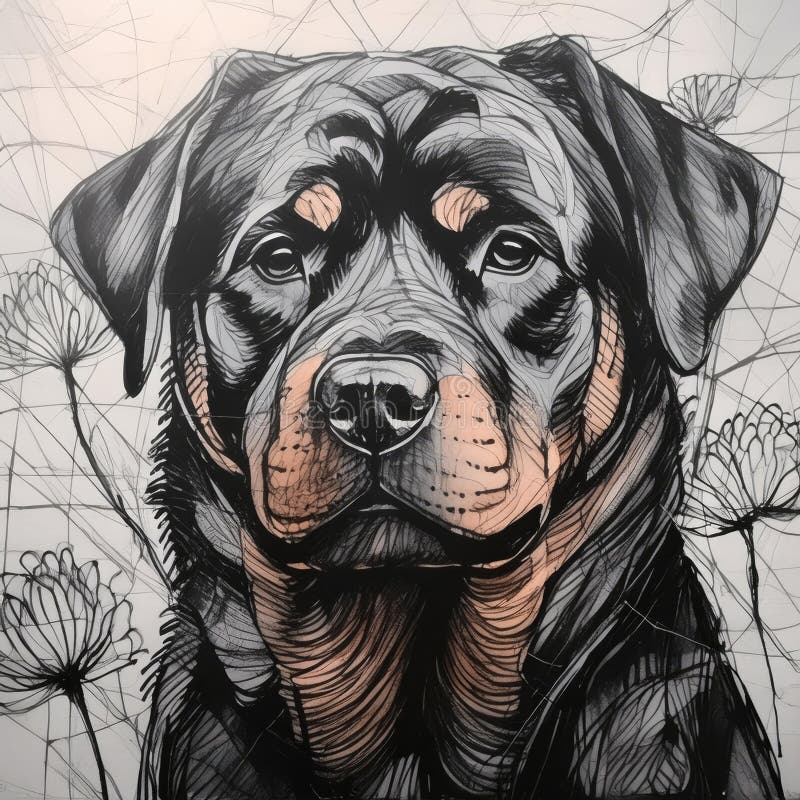 Charcoal Drawing, Rottweiler Rendered in Charcoal, Charcoal Drawing ...