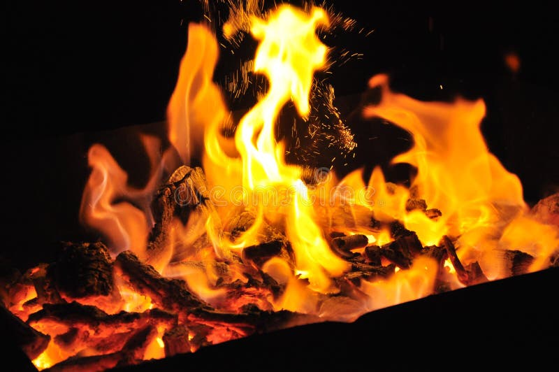 Charcoal fire. stock photo. Image of coal, lighting, flames - 44227190