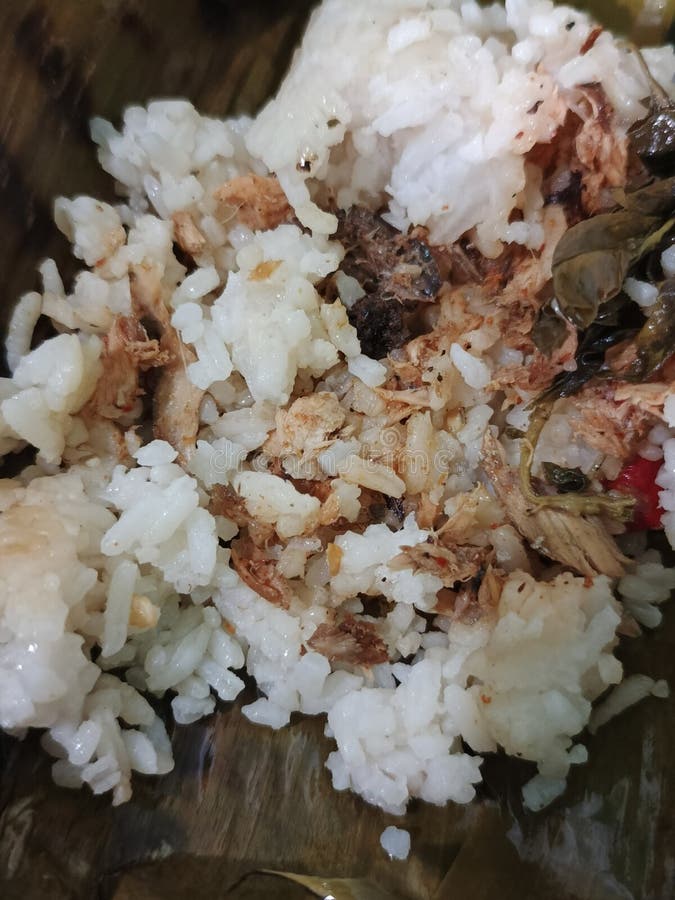 Charcoal-Grilled Rice with Basil and Stewed Fish Stock Image - Image of ...