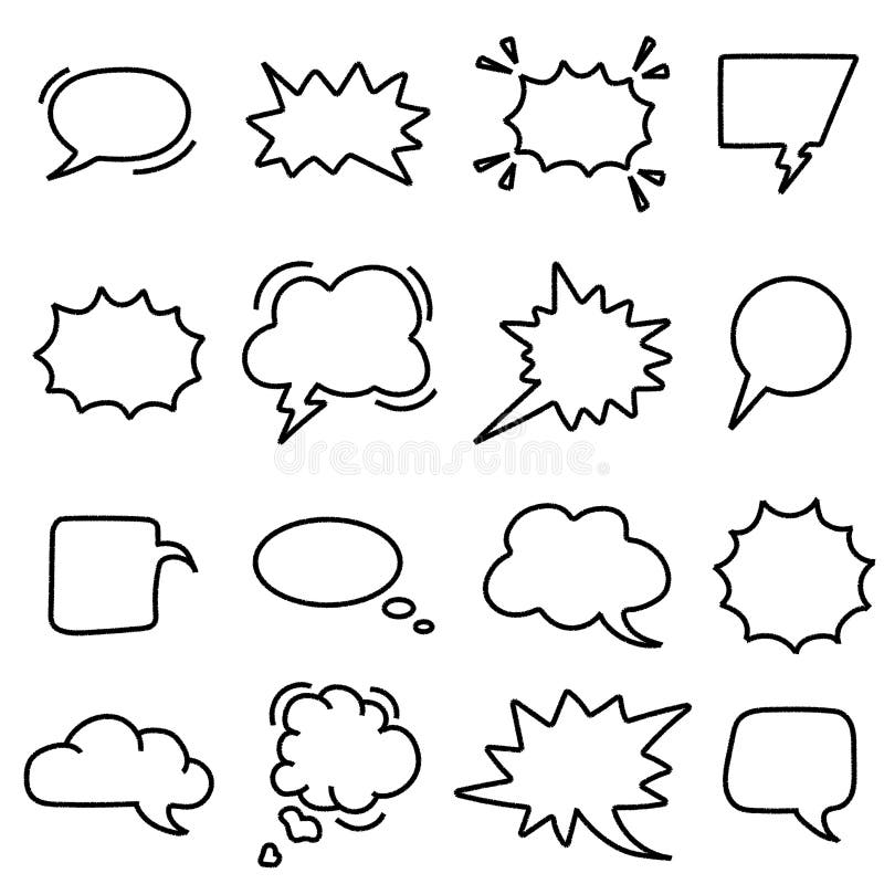 Charcoal Pen Line Speech Bubbles. Various Talk and Dialog Balloon ...