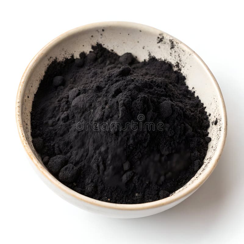 Charcoal Powder in Bowl Isolated on White Background Stock Illustration ...