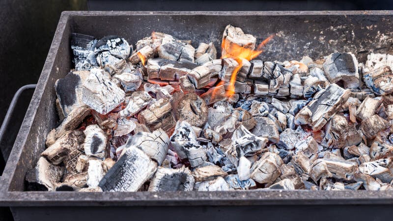 Charcoal Smoldering in the Grill, Selective Focus. Stock Image - Image ...