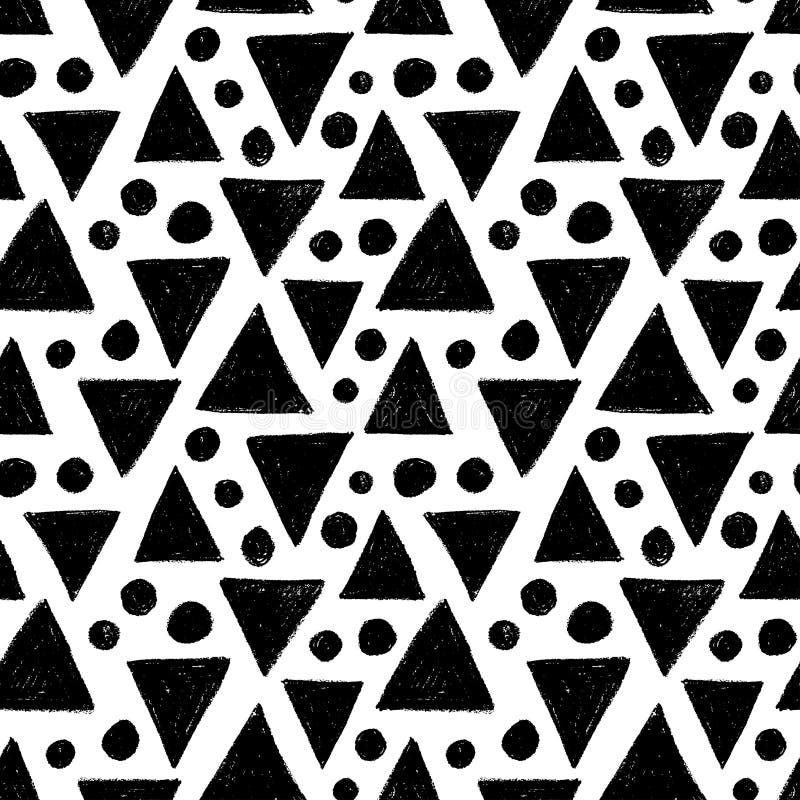 Black Charcoal Triangles and Dots Seamless Pattern Stock Vector ...