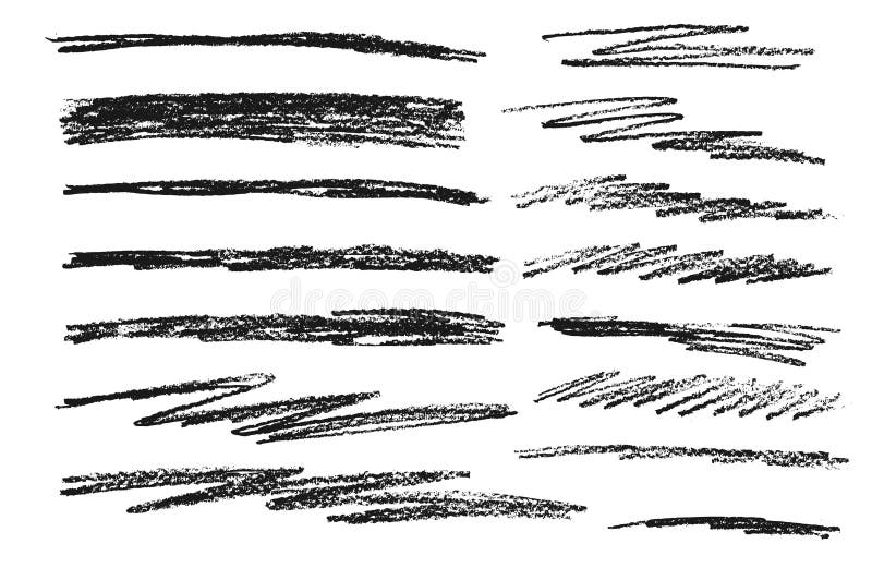 Charcoal Underline Set. Pencil Scribble Lines Pack. Chalk Doodle Rough ...