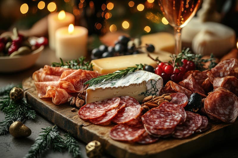Charcuterie and Cheese Display, Rustic Kitchen Setting Features a ...