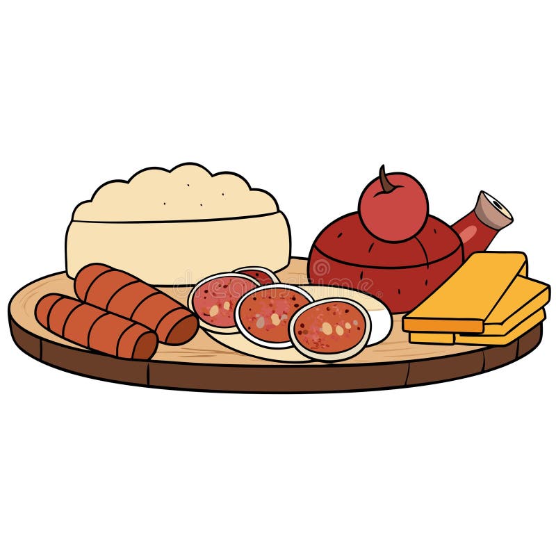 Charcuterie Feast - Pancetta, Salami, Ham, and More Stock Vector ...