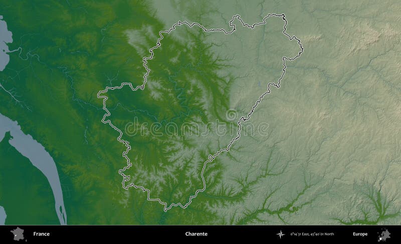 Charente Outlined, France. Physical Stock Illustration - Illustration ...