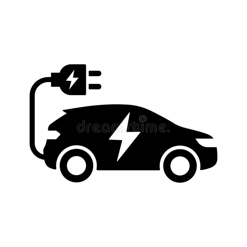 Minimalist EV Icon with Plug and Lightning Bolt Stock Illustration ...