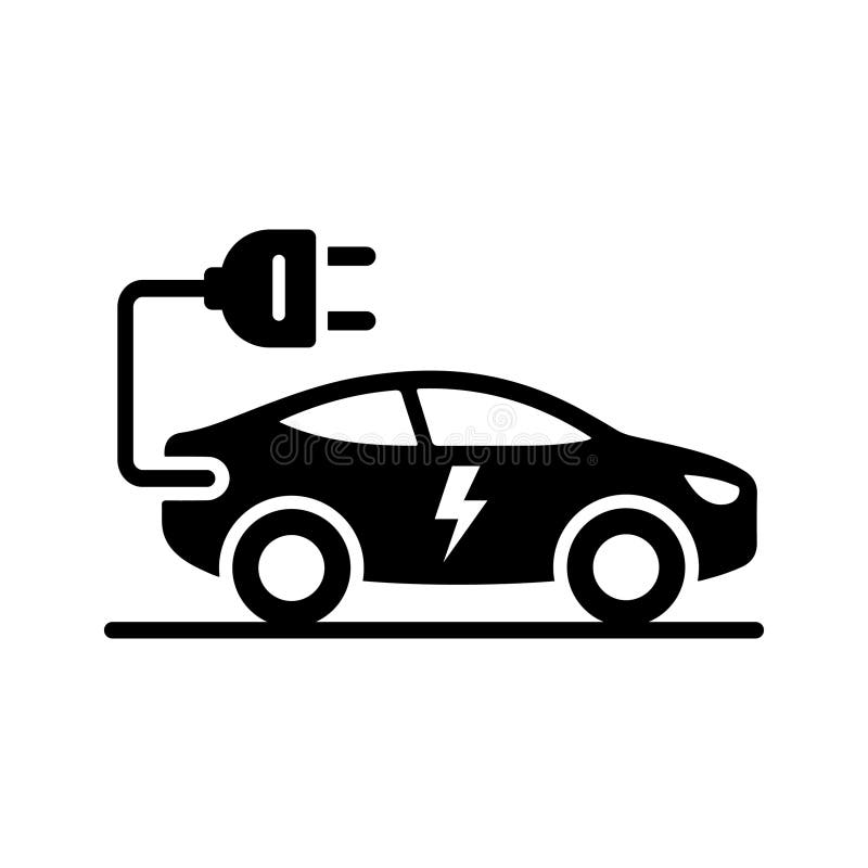 Minimalist EV Icon with Plug and Lightning Bolt Stock Illustration ...