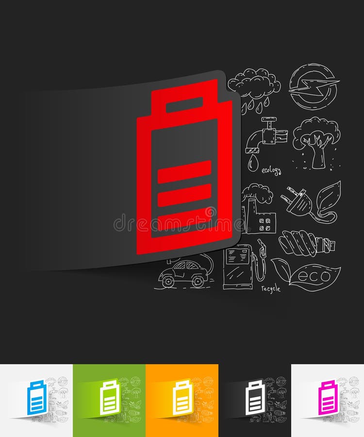Charge the Battery Paper Sticker with Hand Drawn Stock Vector ...
