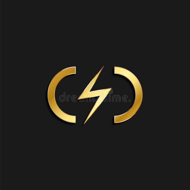 Charge, Flash Gold Icon. Vector Illustration of Golden Style Stock ...