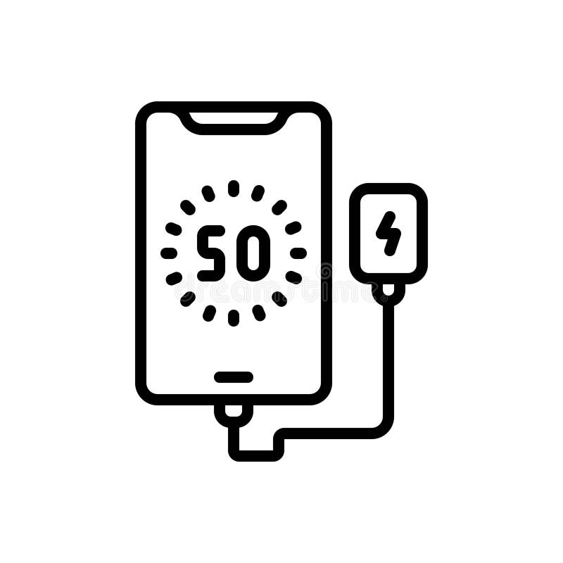 Black Line Icon for Charge, Phone and Electric Stock Vector ...