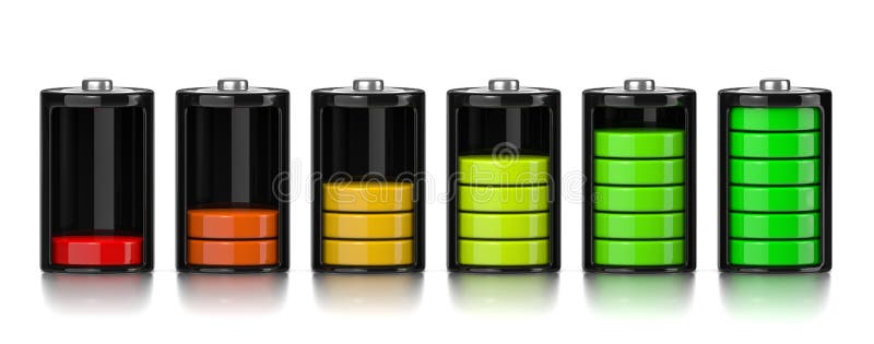 Charge Levels Battery Set stock illustration. Illustration of filled ...
