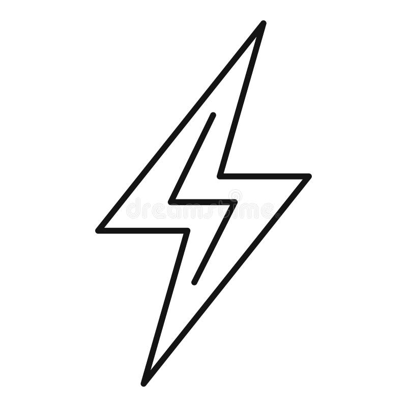 Charge Lightning Bolt Icon, Outline Style Stock Vector - Illustration ...
