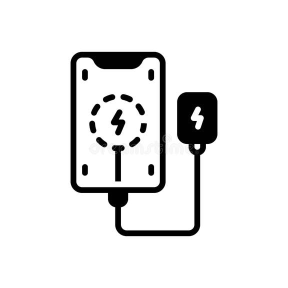 Black Solid Icon for Charge Phone, Inductive and Battery Stock Vector ...