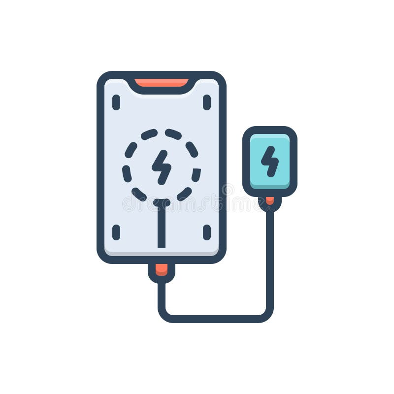 Color Illustration Icon for Charge Phone, Inductive and Battery Stock ...