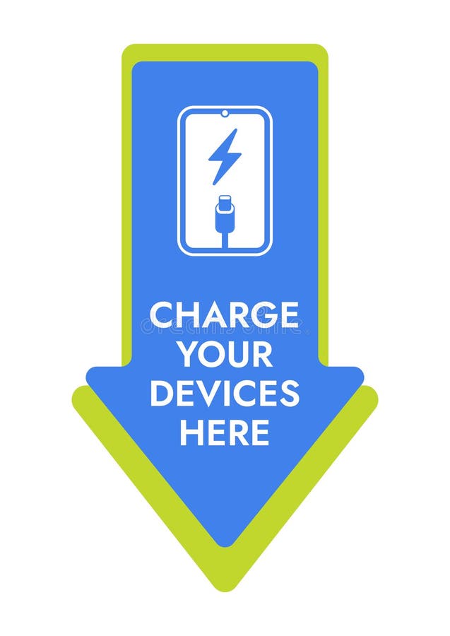 Charge Your Devices Here - Vector Information Sign. Airports and Public ...