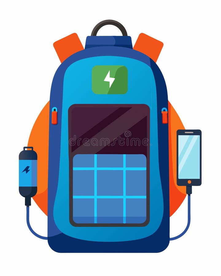 Solarpowered Backpack Stock Illustrations – 20 Solarpowered Backpack ...