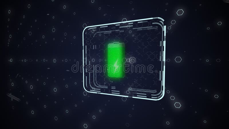 Charged Battery on a Dark Blue Background. Stock Illustration ...