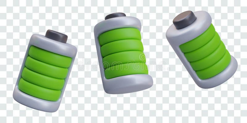 Charged 3D Battery. Round Battery with Full Charge Stock Vector ...