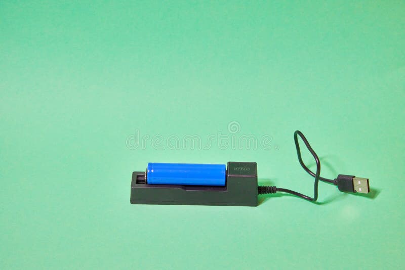 Blue 18650 Rechargeable Li-ion Battery on White Background Stock Image ...