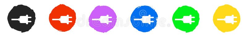 6 Charger Icons on Colorful Drawn Buttons Stock Illustration ...
