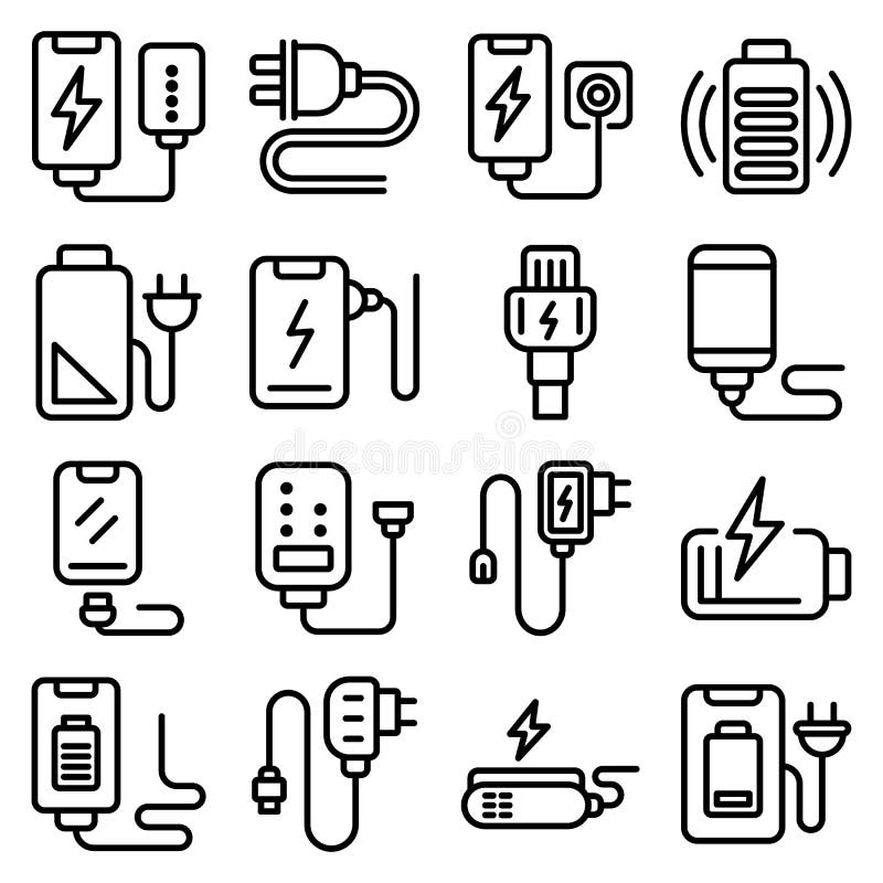 Charger Adapter Cable Icon, Outline Style Stock Vector - Illustration ...