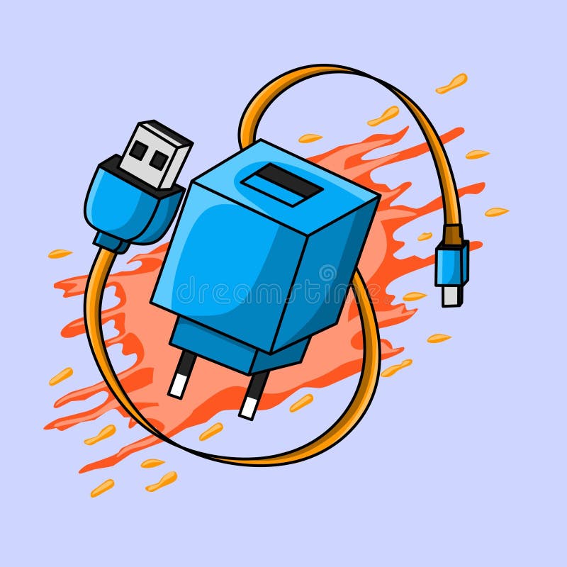 Charger Plug Illustration Vector Cartoon for Sticker or Etc Stock ...