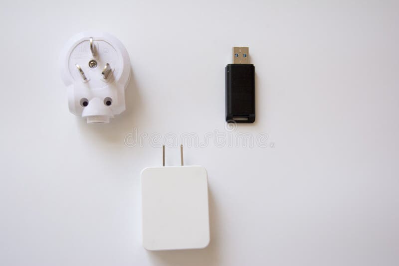 Charger Power Plug and USB Card Reader Stock Photo - Image of charging ...