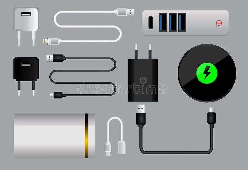 Illustration of Realistic Charger Smartphone Isolated. Stock ...