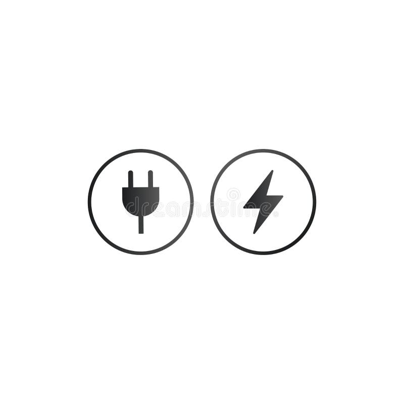 Charger Wall Plug and Lightning Charging Icon in Circle. Charger Sign ...