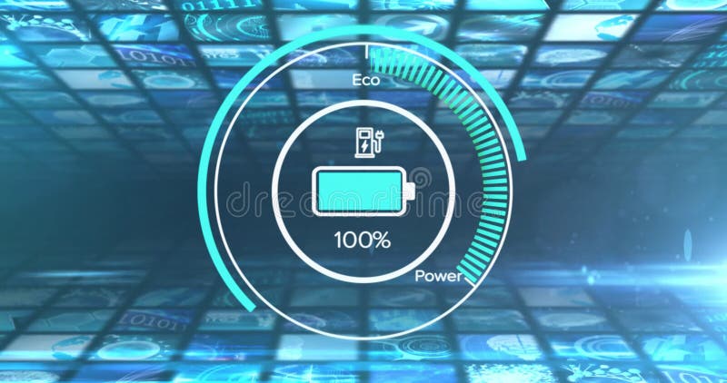 Charging Animation on Digital Screens Showcasing Various Technological ...