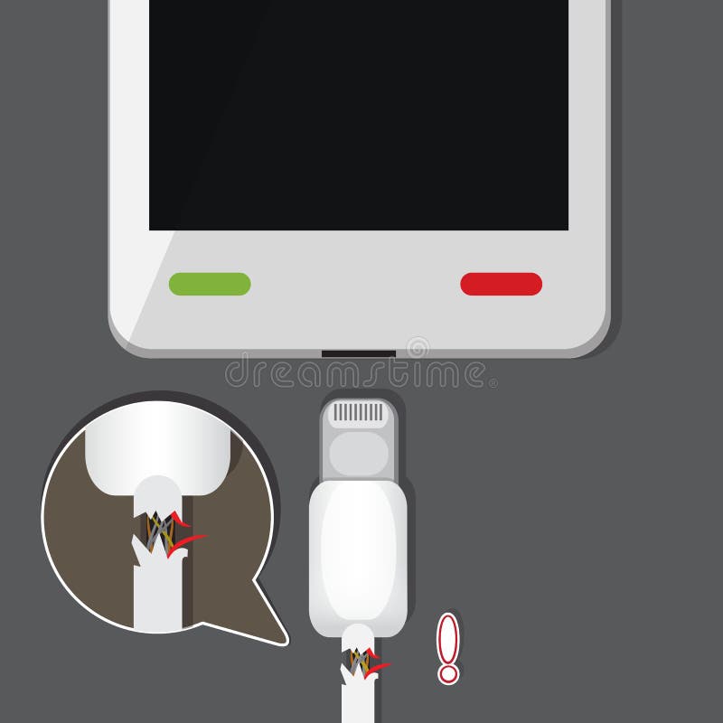 Damaged Charger Cable Line Icon Stock Vector - Illustration of plug ...