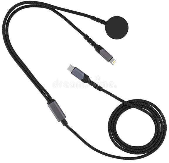 Charging Cable with Lightning, Type-C and Charging Module Stock Photo ...