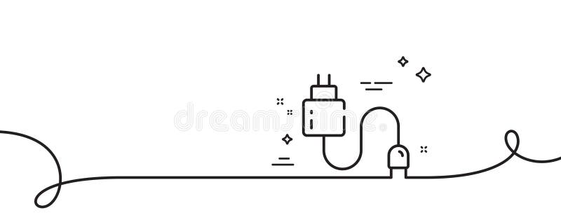 Charging Cable Line Icon. Mobile Accessories Sign. Continuous Line with ...