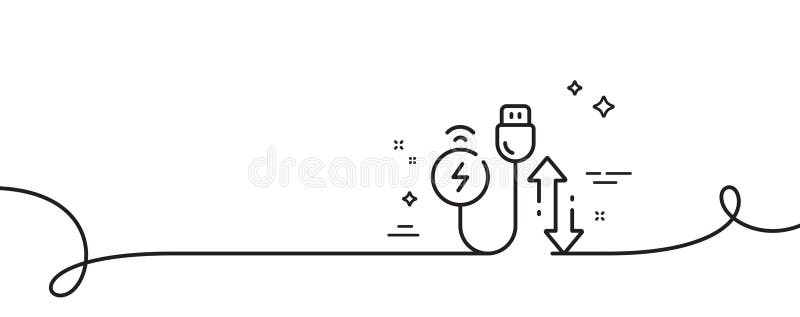 Charging Cable Line Icon. Mobile Accessories Sign. Continuous Line with ...