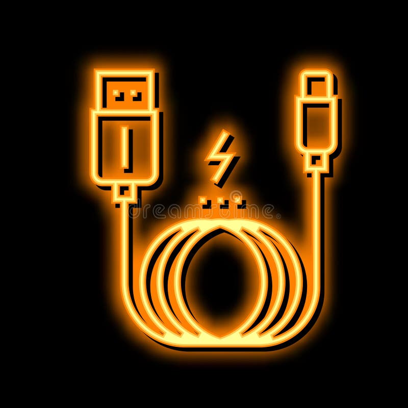 Charging Cable Neon Glow Icon Illustration Stock Vector - Illustration ...