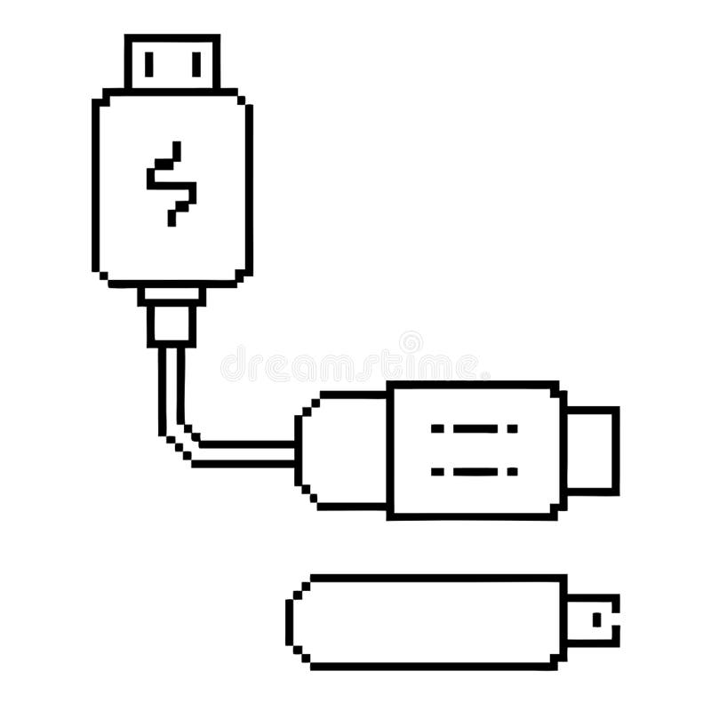 Charging Cable and Plug Pixel Illustration Showcasing Connectivity for ...