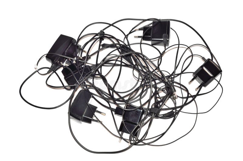 A Bunch of Charging Gadgets, Electronic Devices, Messy Wires Stock ...