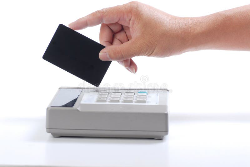 Cash on Credit Card Machine Stock Image - Image of blank, card: 16156399