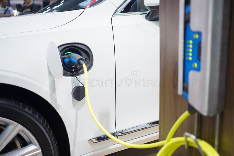 Charging an Electric Car with the Power Cable Supply Stock Image ...