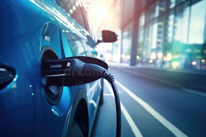 Charging for Electric Car with Station with Connected Power Cable ...